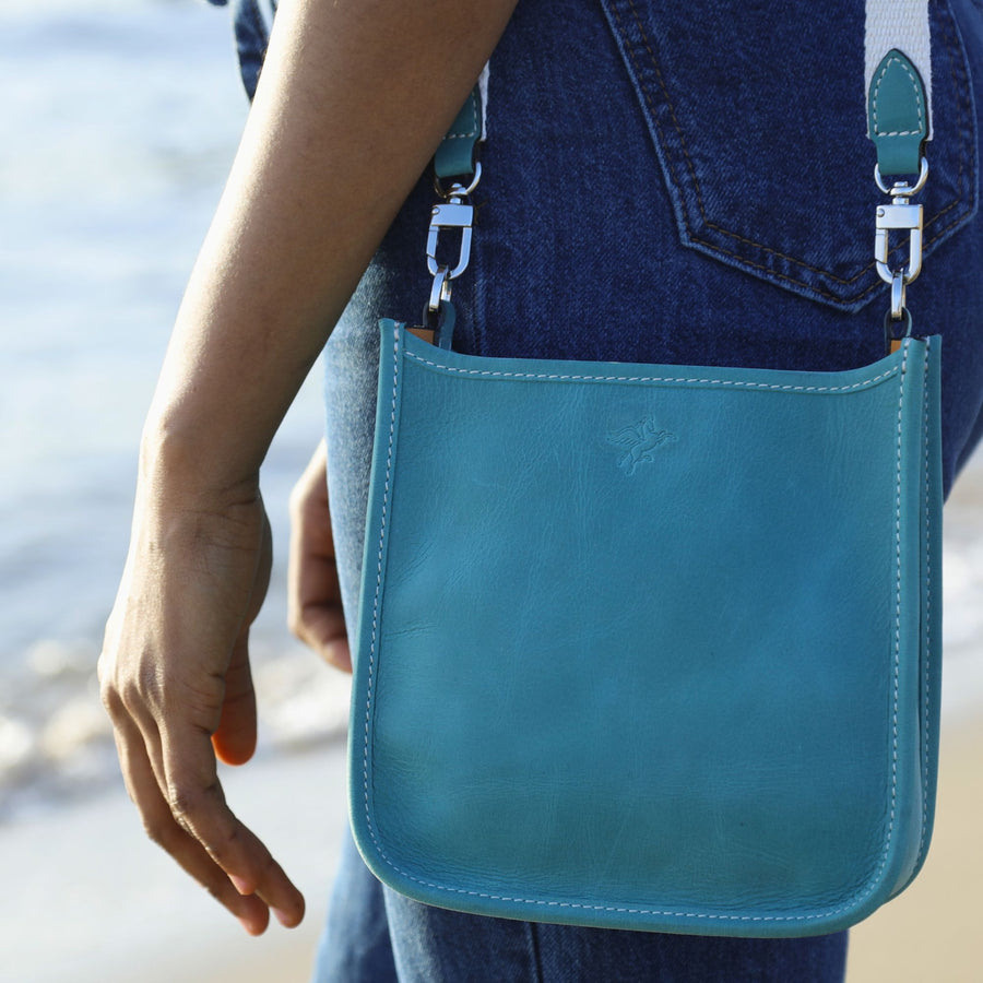Spring | Hobo Crossbody Bag | Turquoise w/ Nickel Hardware – PEGAI