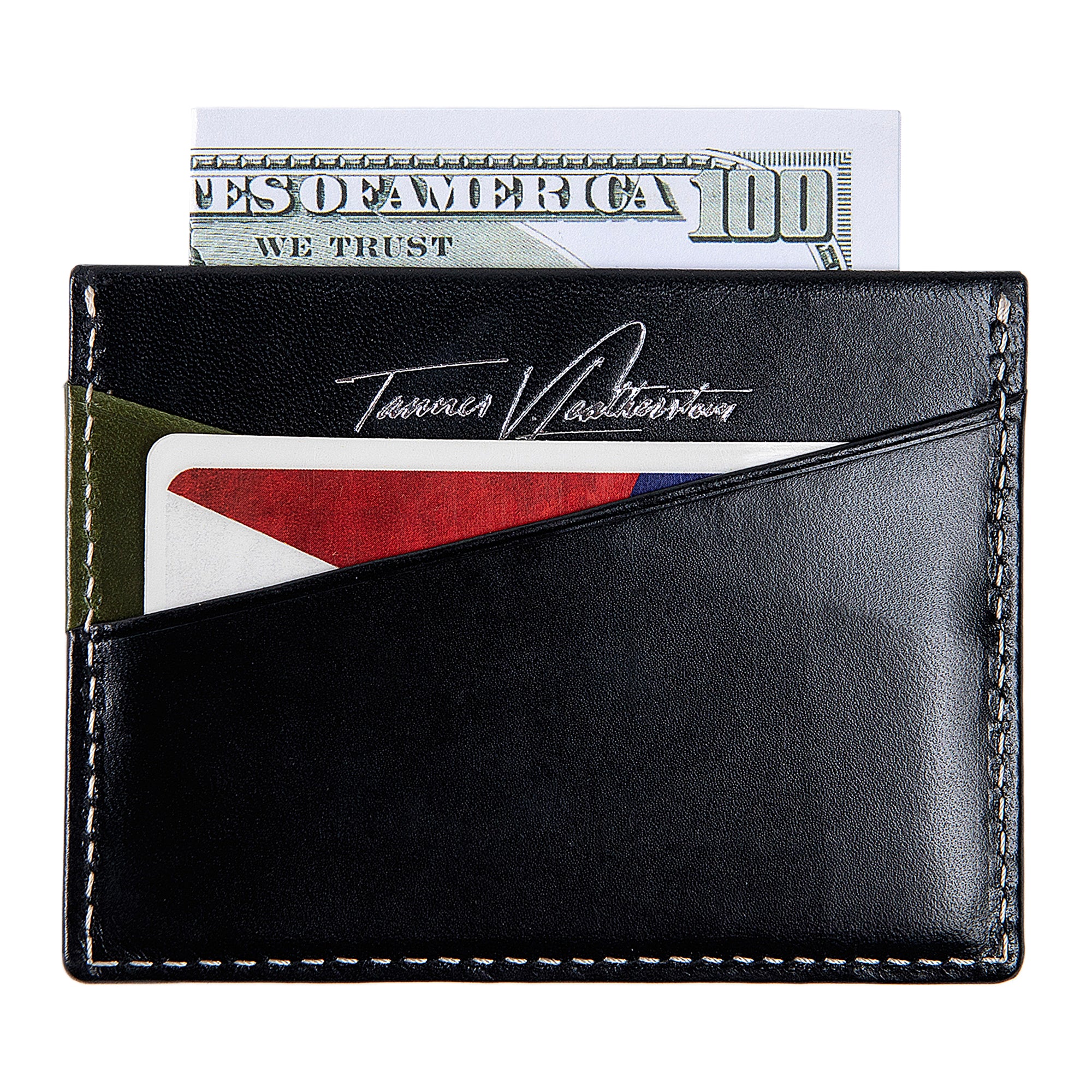 Ricky | Italian Leather Card Holder | Black & Green – PEGAI